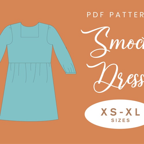 Smock Dress Digital PDF Sewing Pattern Gathered Skirt US - Etsy