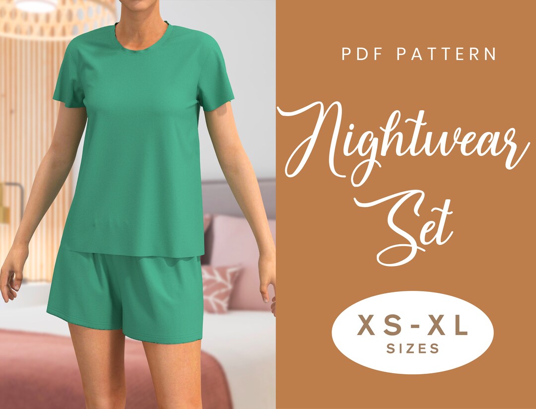 Nightwear Set Sewing Pattern | XS-XL | Instant Download | Easy Digital ...