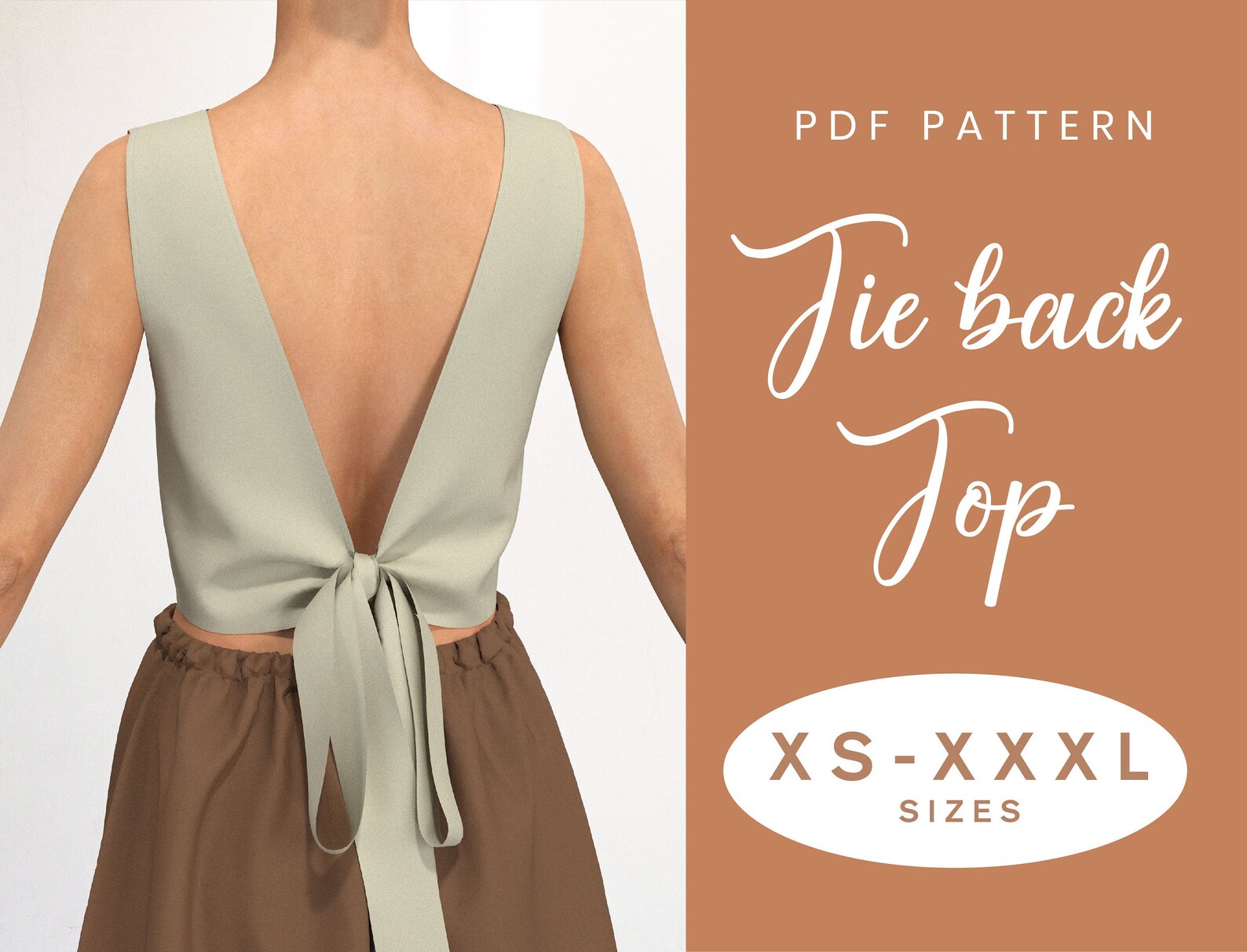 Tie Back Top Sewing Pattern XS-XXXL Instant Download - Etsy Canada