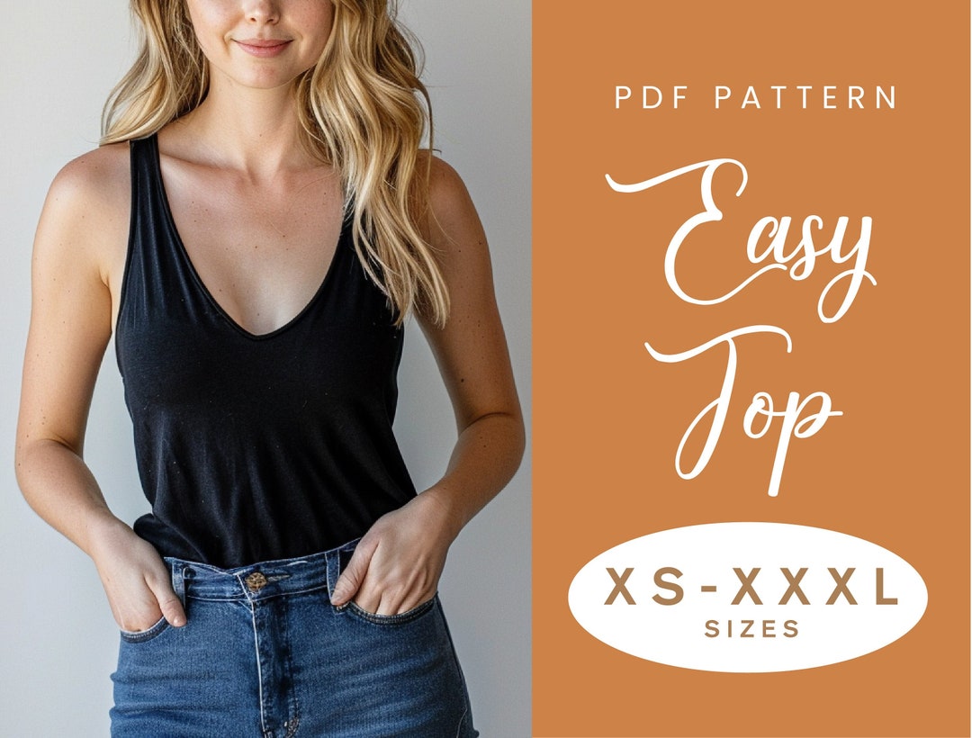 Cute Tank Top Sewing Pattern | XS-XXXL | V Neckline T-shirt | Instant ...