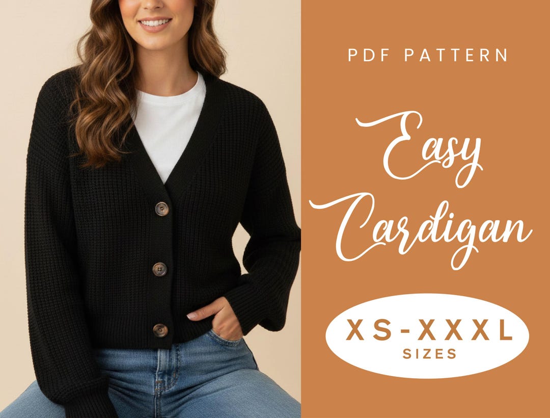 Easy Cardigan Sewing Pattern | XS-XXXL | PDF Instant Download | Women's ...