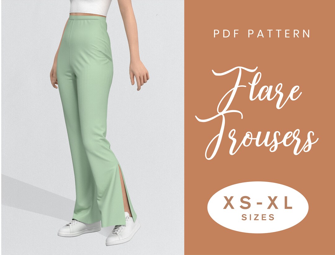 Flare Leg Trouser Sewing Pattern XS-XL Instant Download - Etsy