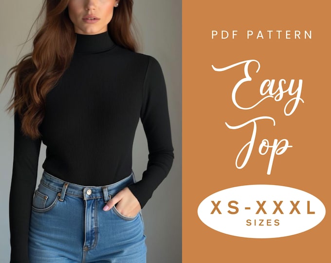 Turtleneck & Mock Neck Top Digital PDF Sewing Pattern // US Size XS-L ...