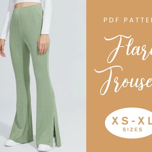 Flare Leg Trouser Sewing Pattern XS-XL Instant Download - Etsy