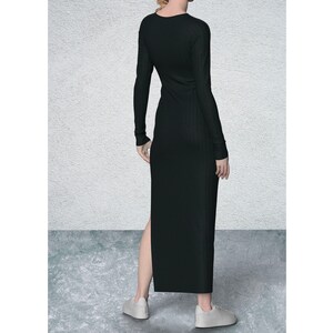 Side Slit Dress Sewing Pattern | XS-XXXL | Cosy Knit Sleeved Stretch ...