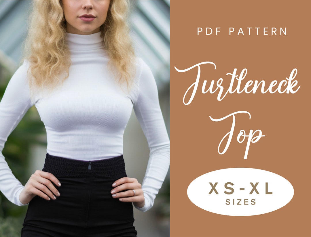 Turtleneck Sewing Pattern Top | XS-XL | Instant Download | Easy Digital ...