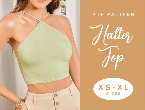 Halter Crop Top Sewing Pattern XS-XL Instant Download - Etsy UK