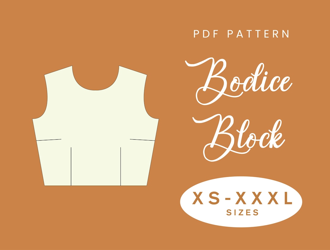 Basic Bodice Block Sewing Pattern | XS-XXXL | Instant Download | Easy ...