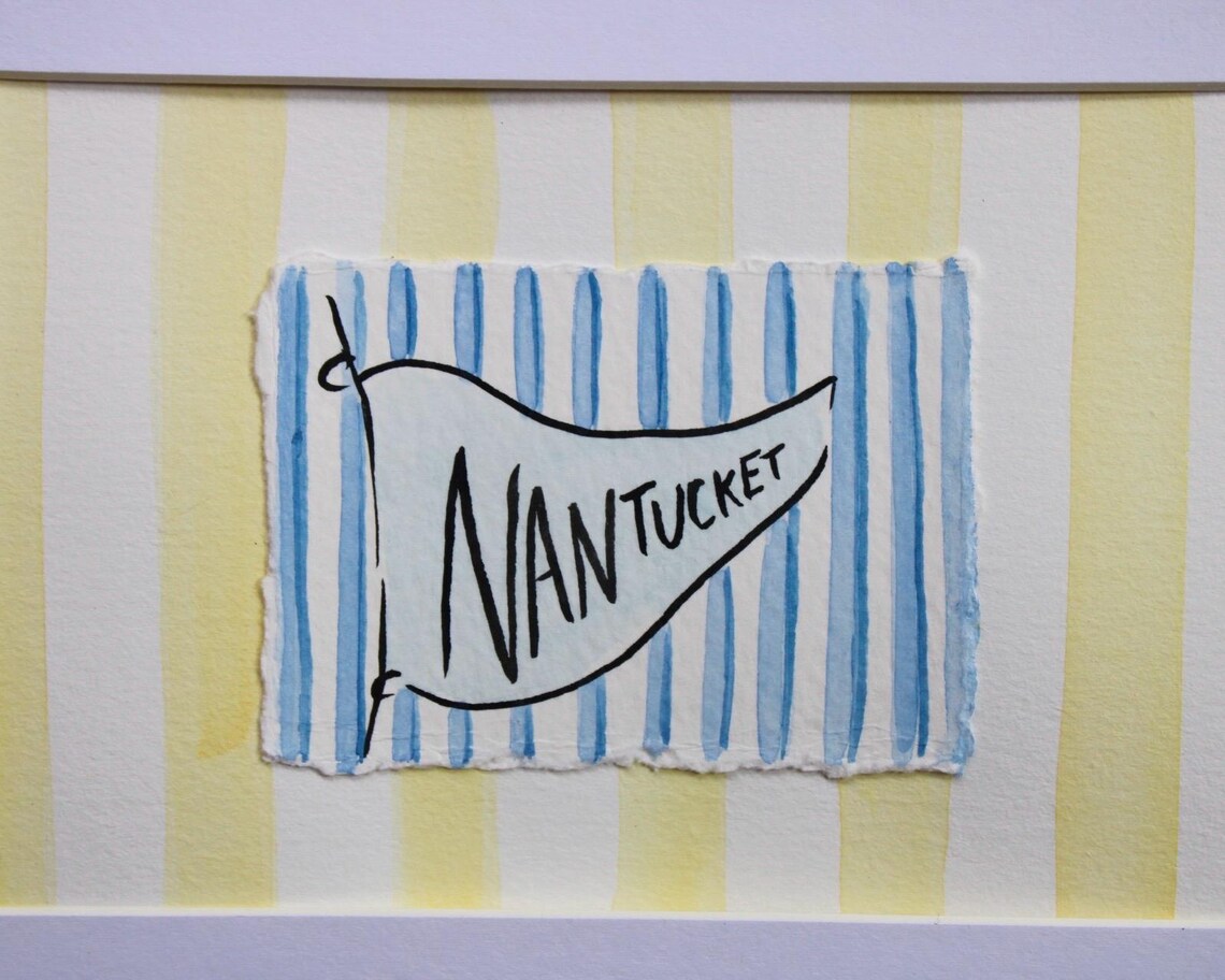 Original Nantucket Nautical Flag Watercolor Painting, Sold With 5x7 or ...