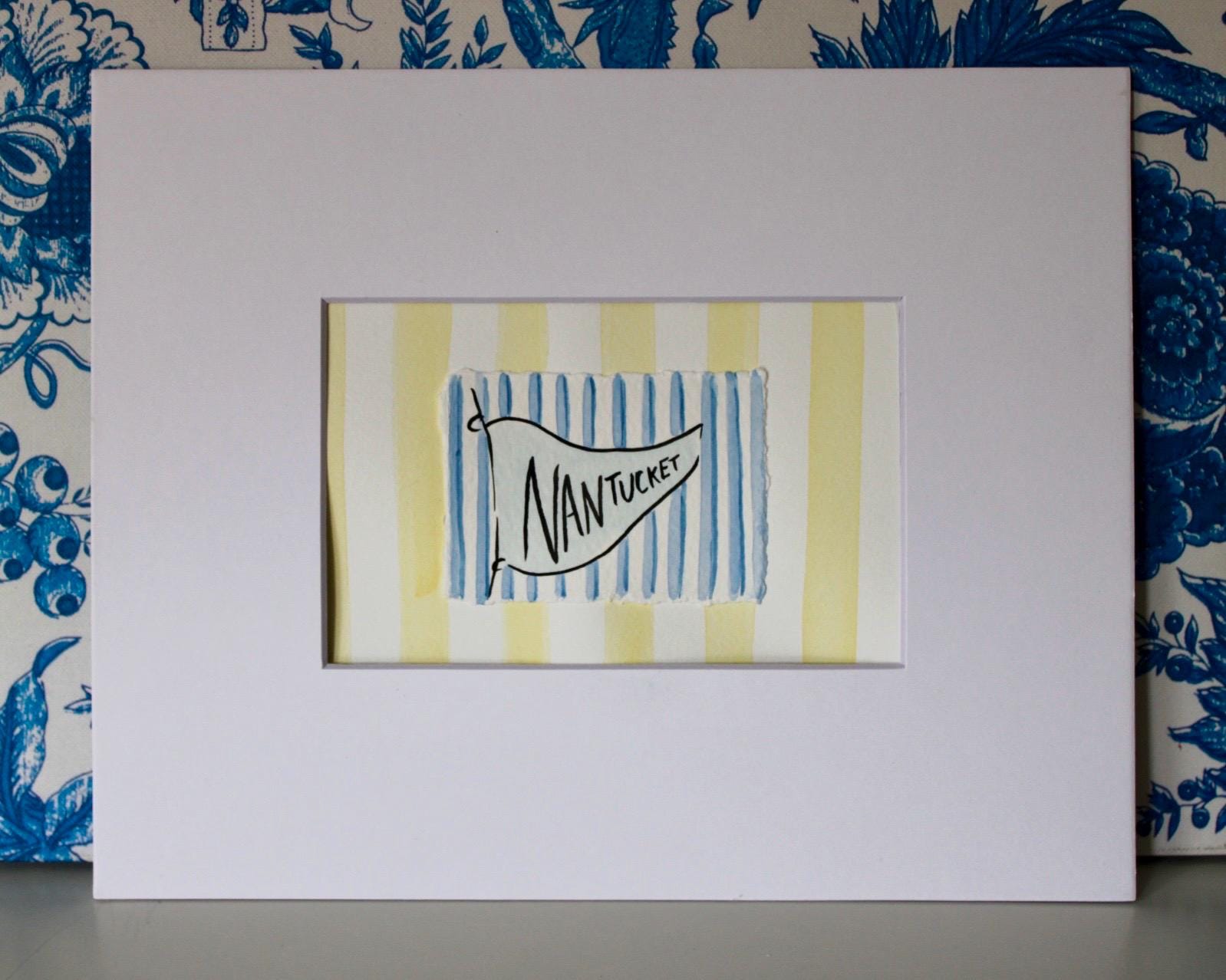 Original Nantucket Nautical Flag Watercolor Painting, Sold With 5x7 or ...