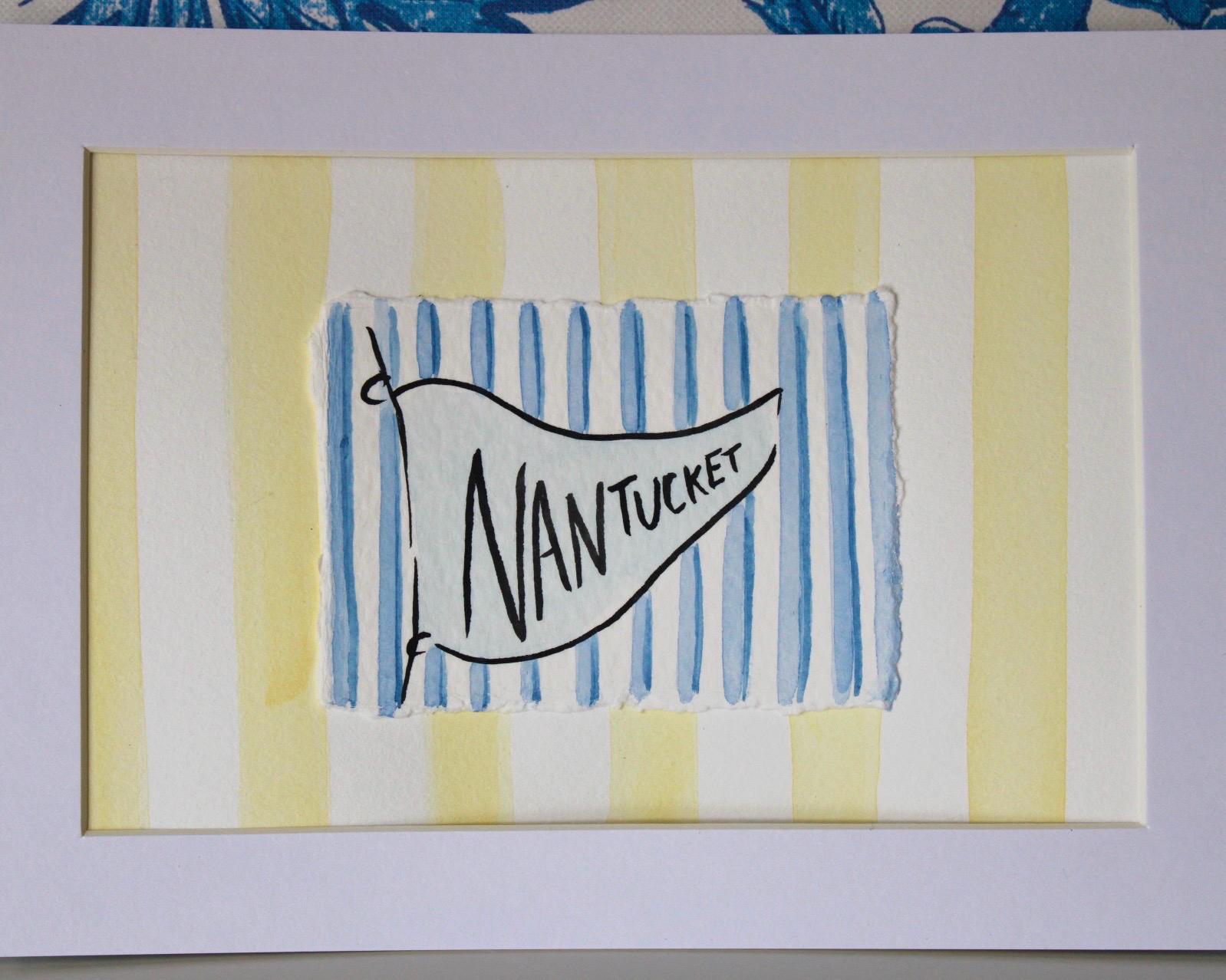 Original Nantucket Nautical Flag Watercolor Painting, Sold With 5x7 or ...