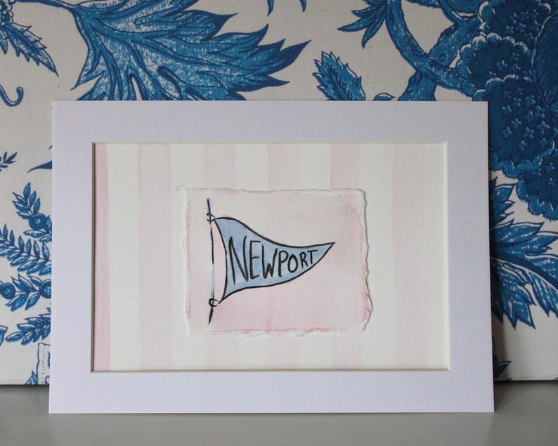 Newport Rhode Island Nautical Flag Watercolor Painting With Matte Frame ...