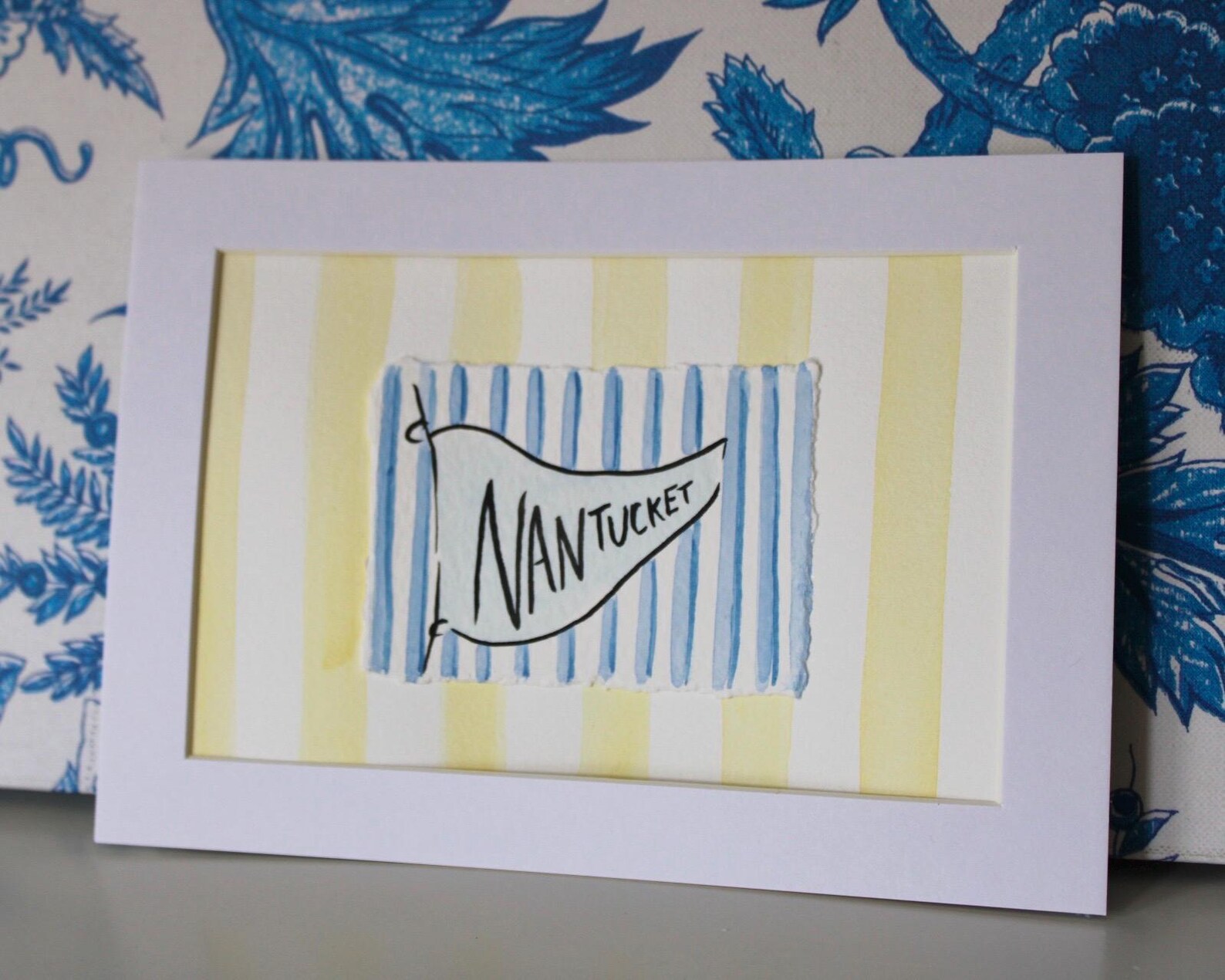 Original Nantucket Nautical Flag Watercolor Painting, Sold With 5x7 or ...