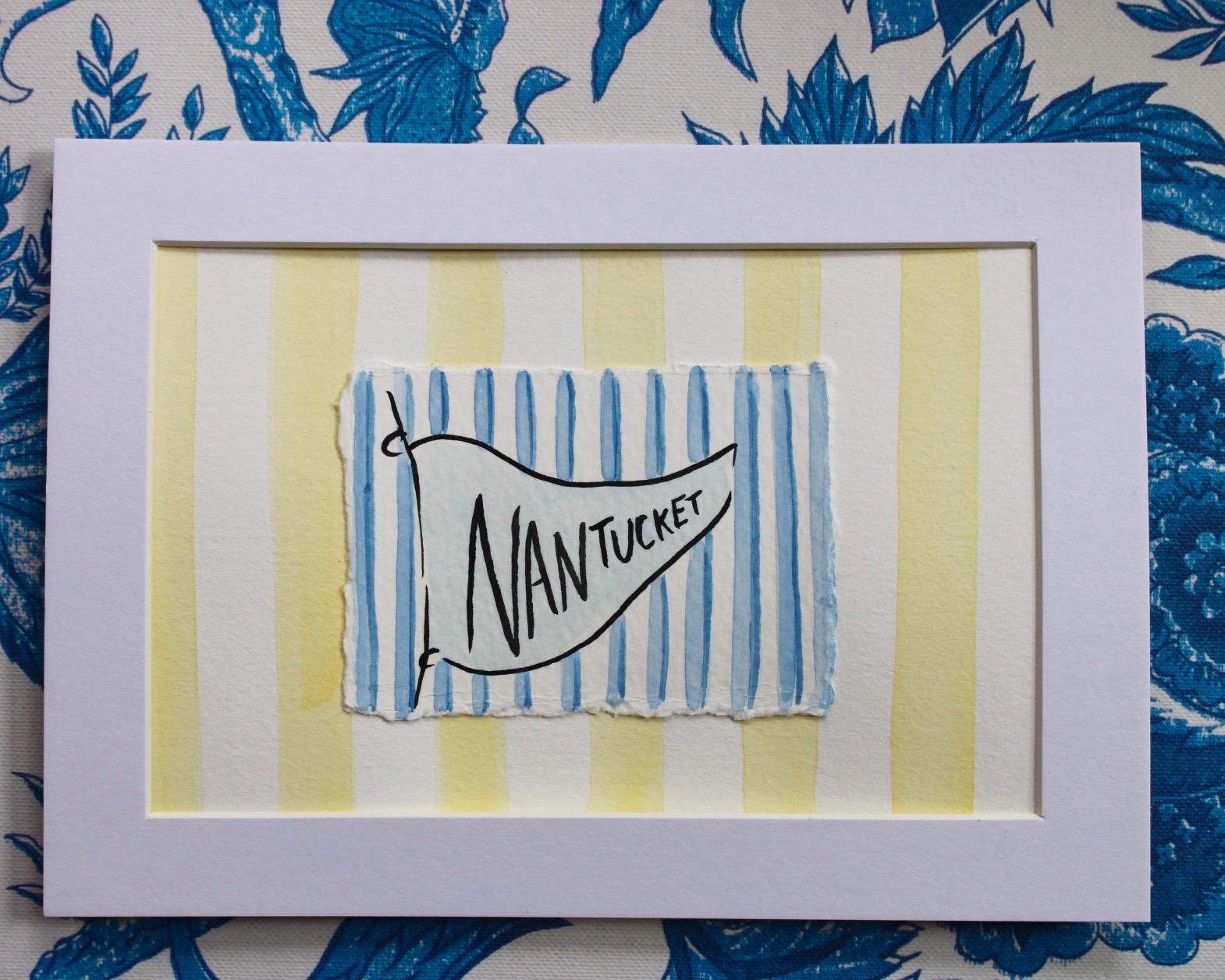 Original Nantucket Nautical Flag Watercolor Painting, Sold With 5x7 or ...
