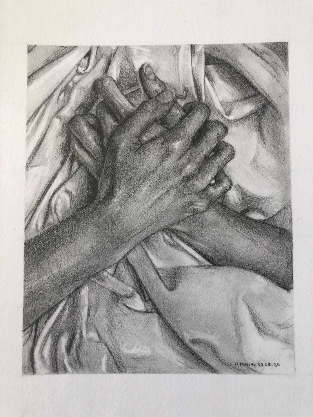Original Graphite Artwork of Hands With Drapery - Etsy
