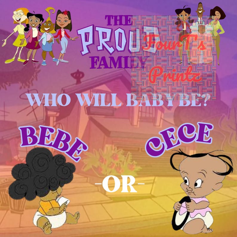 The Proud Family Banner 8x8 Backdrop Gender Reveal. Baby Shower Party ...
