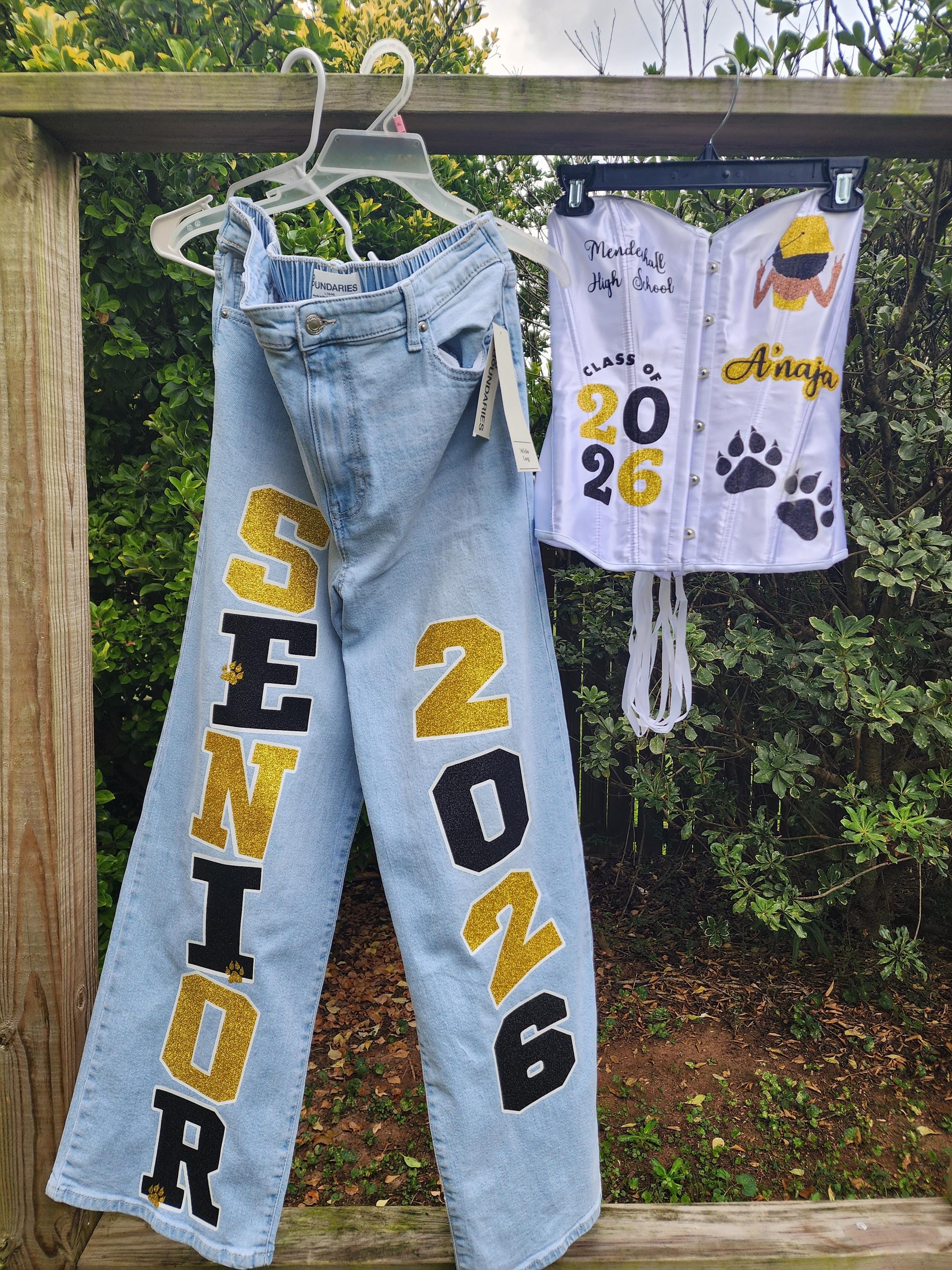 High School Senior Girls College Custom Corset and Jeans Graduation Set ...