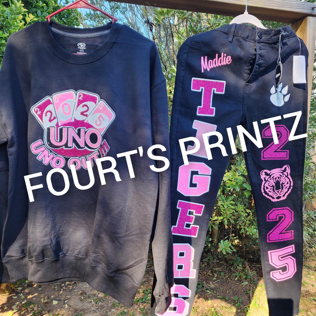 High School Senior Girls Uno Out Jeans Set Class of 2025 2026 ...