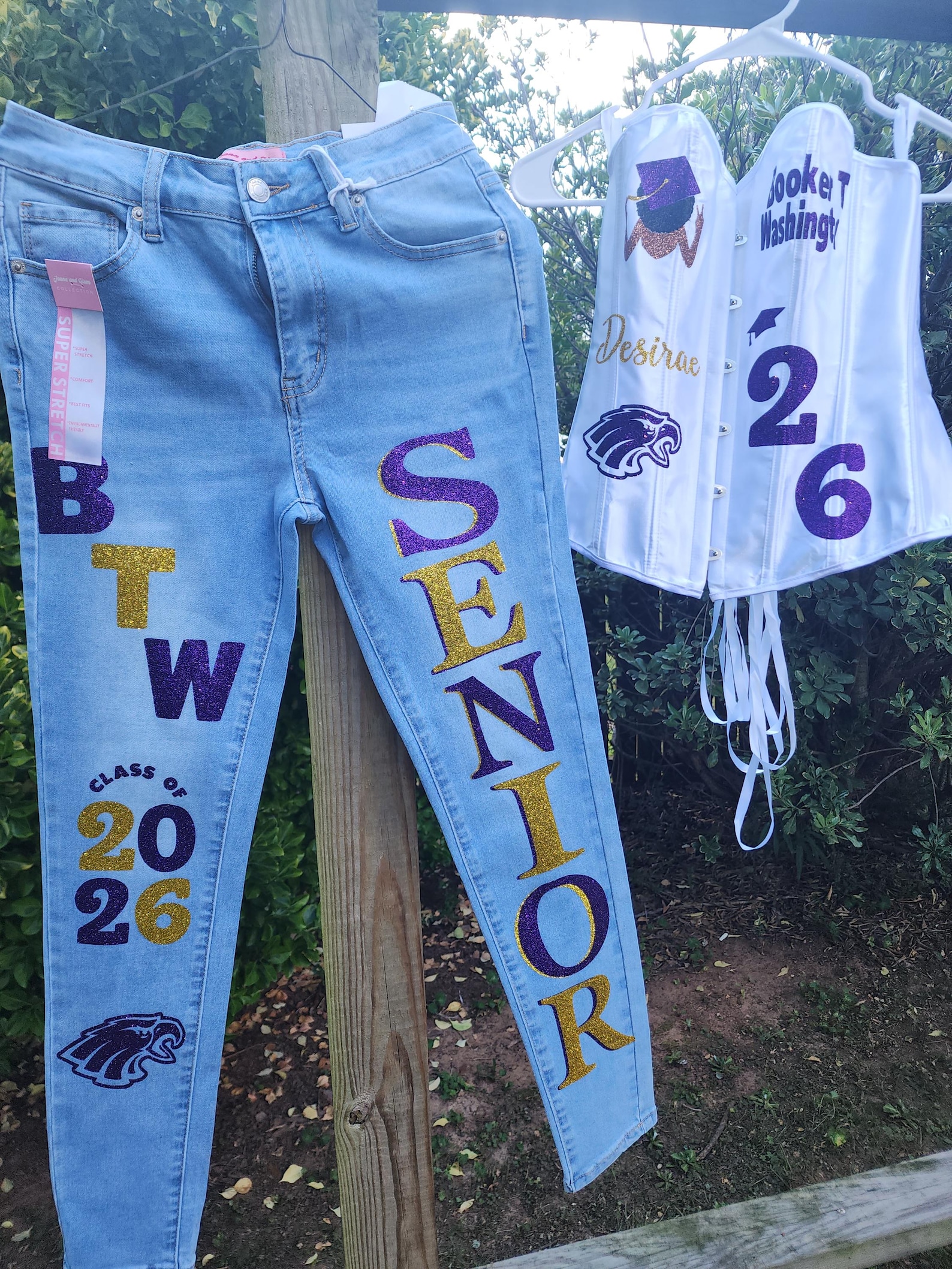 High School Senior Girls College Custom Corset and Jeans Graduation Set ...
