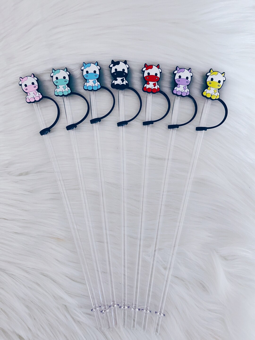 Little Cow Straw Toppers, Straw Covers, Straw Charms Works With Stanley ...