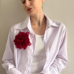 Large Red Rose Brooch - Fabric Flower Pin for Women - Perfect Wedding ...