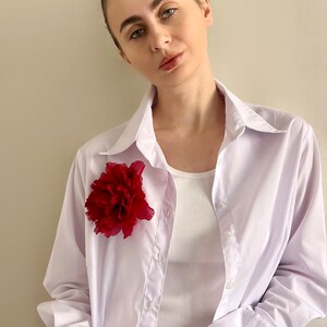 Large Vintage Red Flower Brooch Elegant Floral Pin for Women Perfect ...