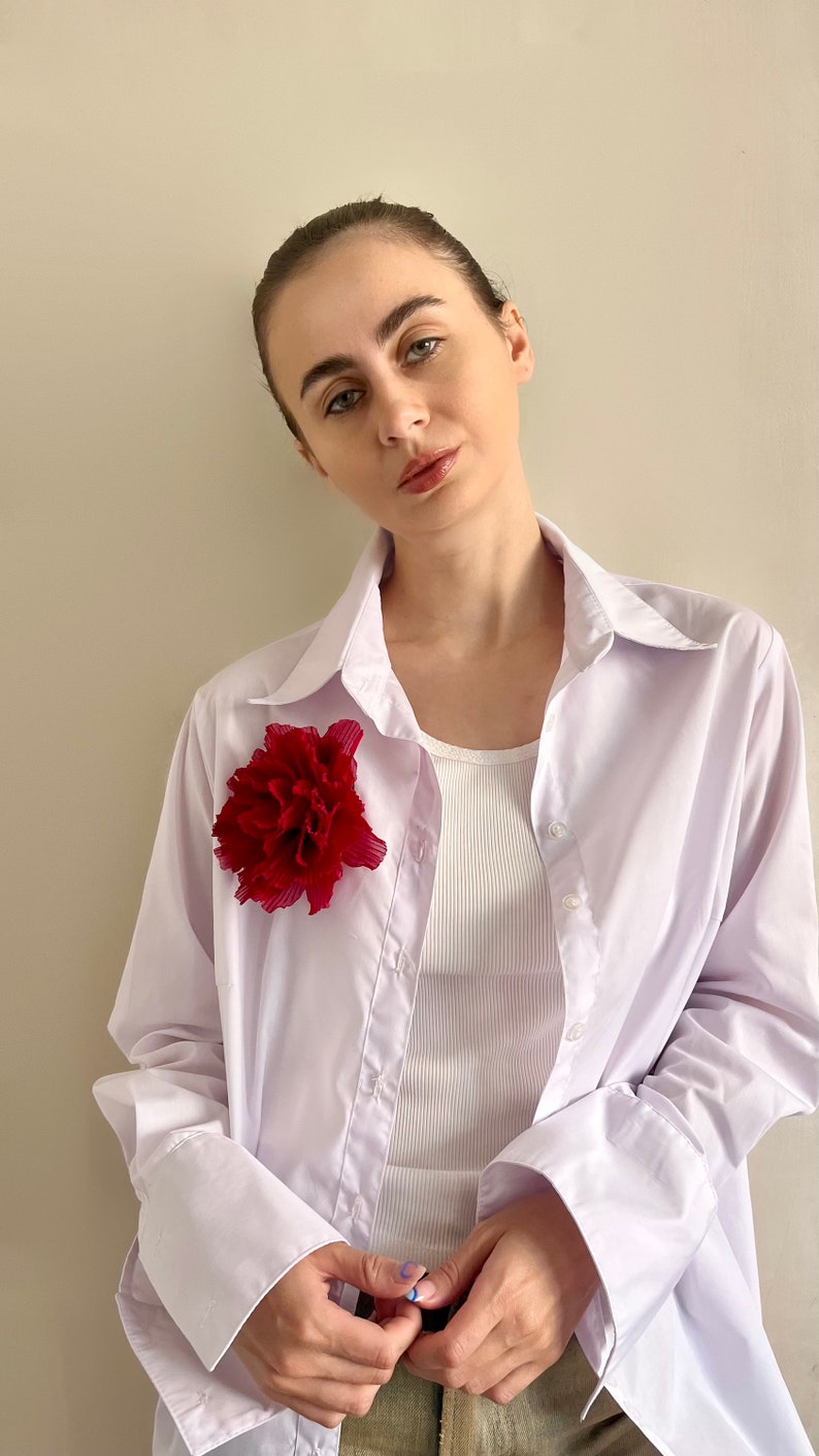 Large Red Rose Brooch - Fabric Flower Pin for Women - Perfect Wedding ...