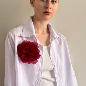 Large Red Rose Brooch - Fabric Flower Pin for Women - Perfect Wedding ...