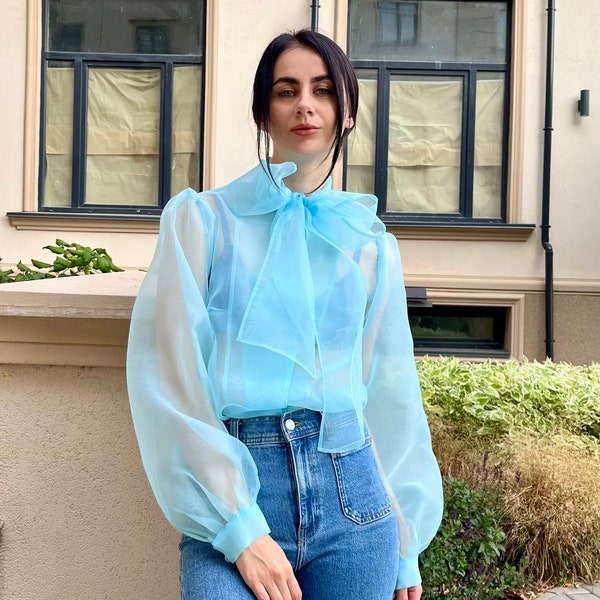 Sky Blue Blouse - Etsy