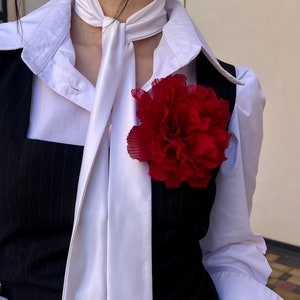 Large Red Rose Brooch - Fabric Flower Pin for Women - Perfect Wedding ...