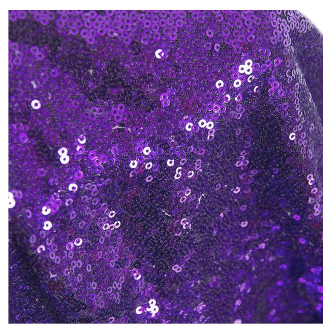 Purple Sequins 3mm Allover Embroidered Fabric on Tulle/Net Material for ...
