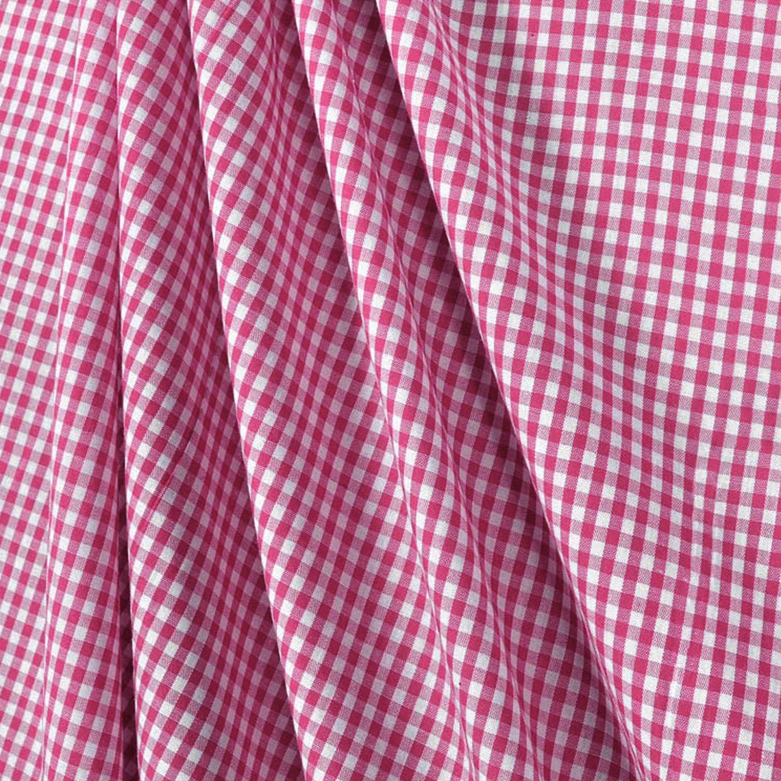 Hot Pink Gingham Polycotton Check Print Fabric 1/8 ROSE | Etsy
