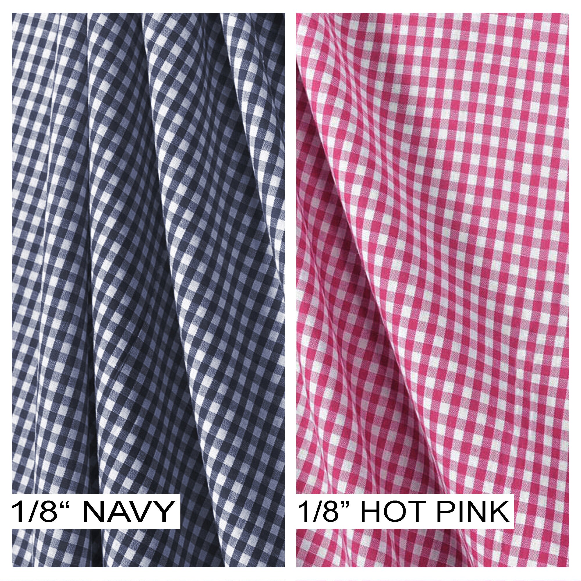 Gingham Check Print Polycotton Fabric 1/8