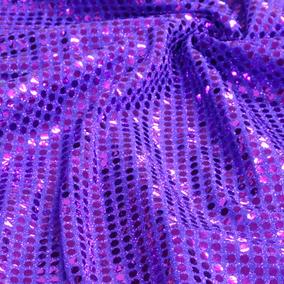 Purple American Knit Sequin Fabric 6mm Nylon Blend Colour 45 Wide Dress ...