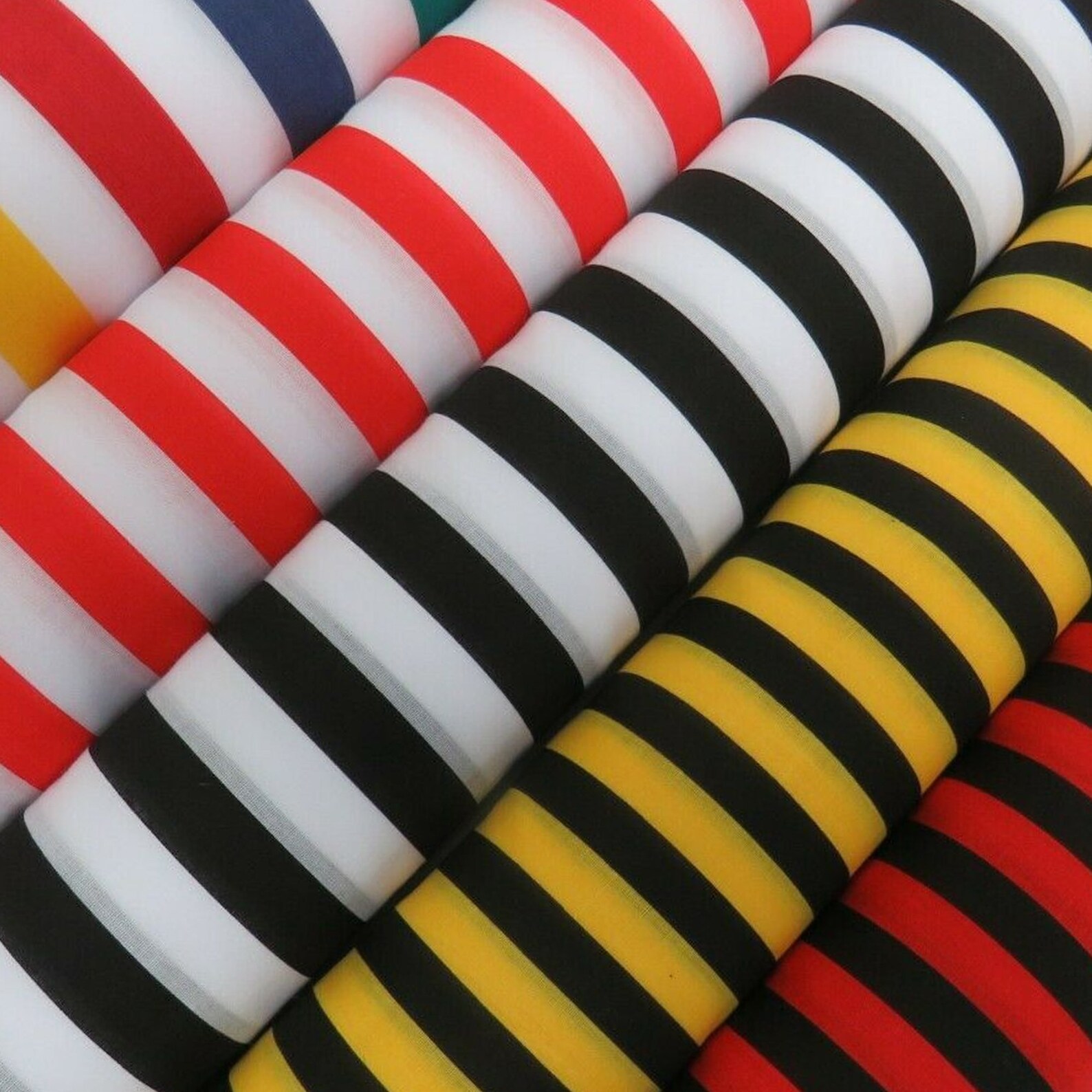 Royal Blue Broad Stripes Polycotton Printed Fabric Horizontal 17mm ...