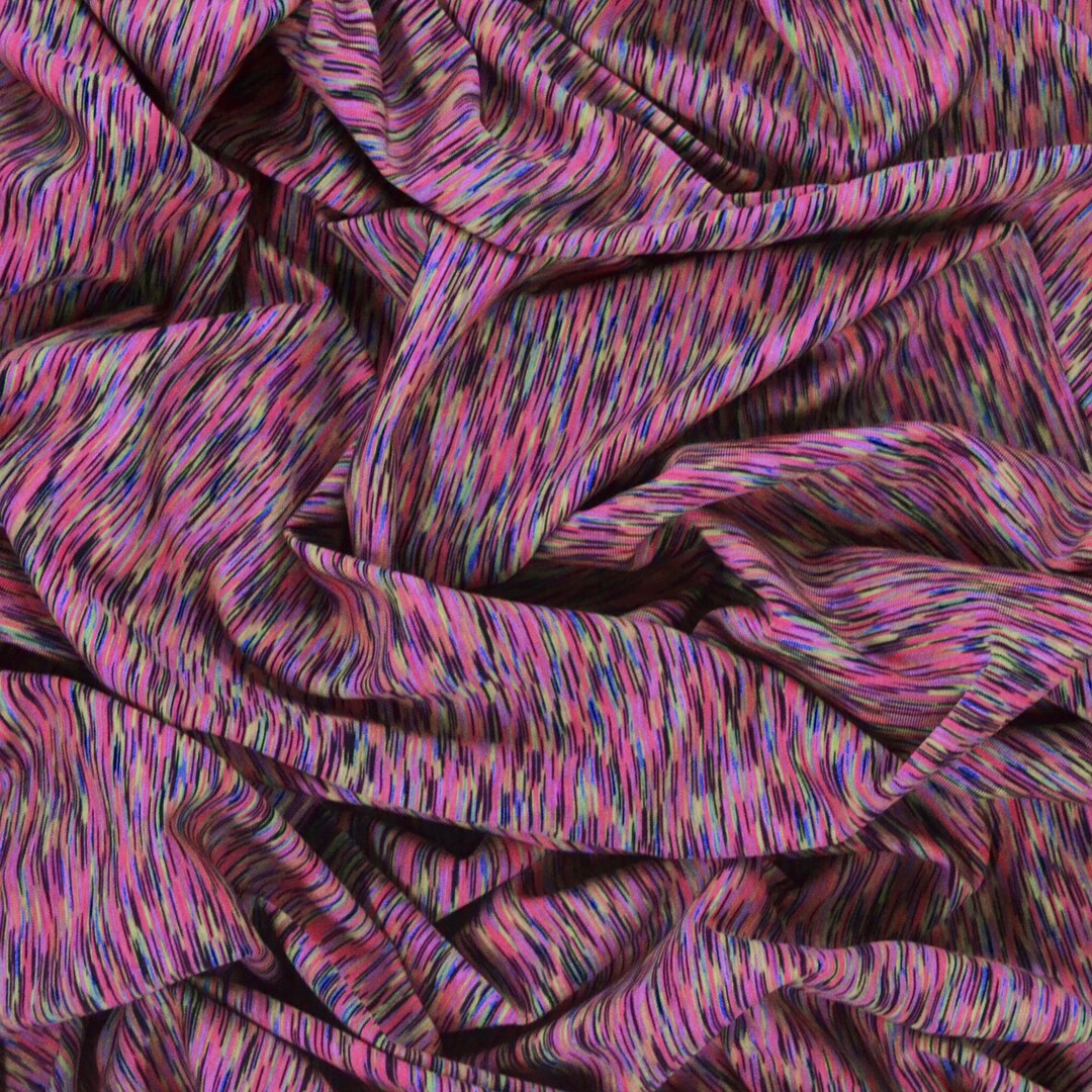 Neon Pink Jersey Fabric Active Wear Neon Striped Marl Sports 60 Wide ...