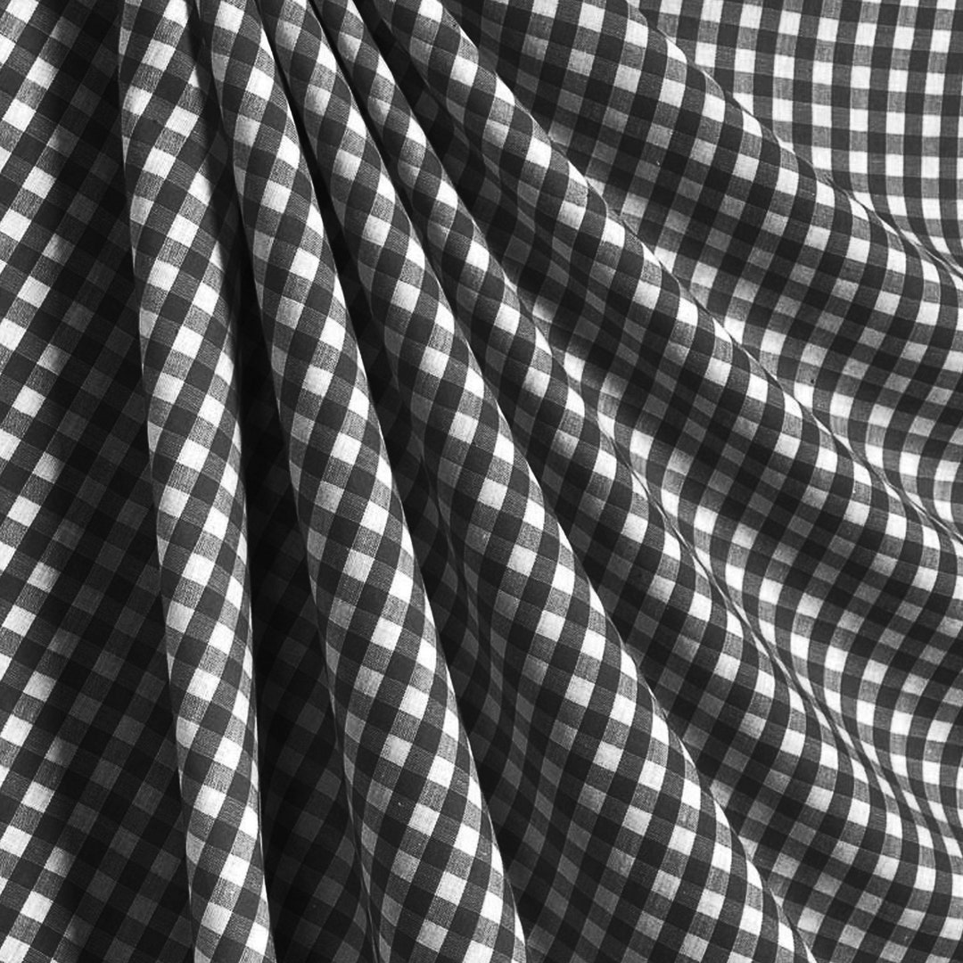 Black Gingham Polycotton Check Print Fabric 1/4 ROSE & HUBBLE BRANDED ...