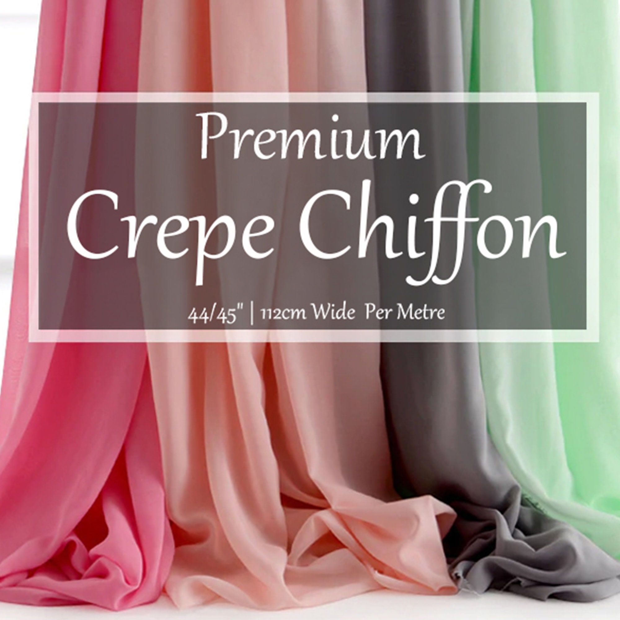 Premium Crepe Chiffon Plain Dyed Oeko-tex Fabric 44/45" Decoration ...