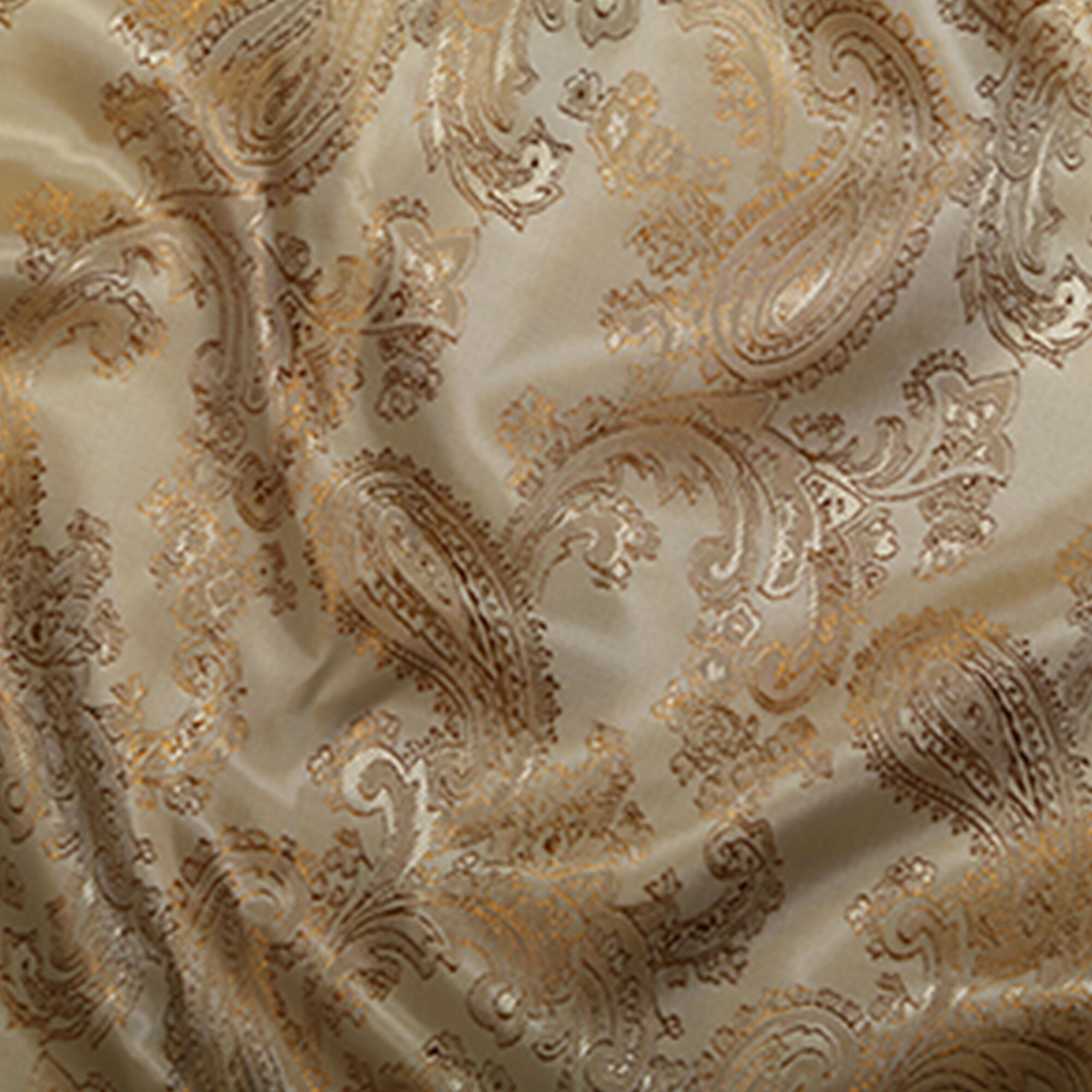Tan Paisley Jacquard Lining Fabric Polyviscose Dress 58" Two Tone Woven ...
