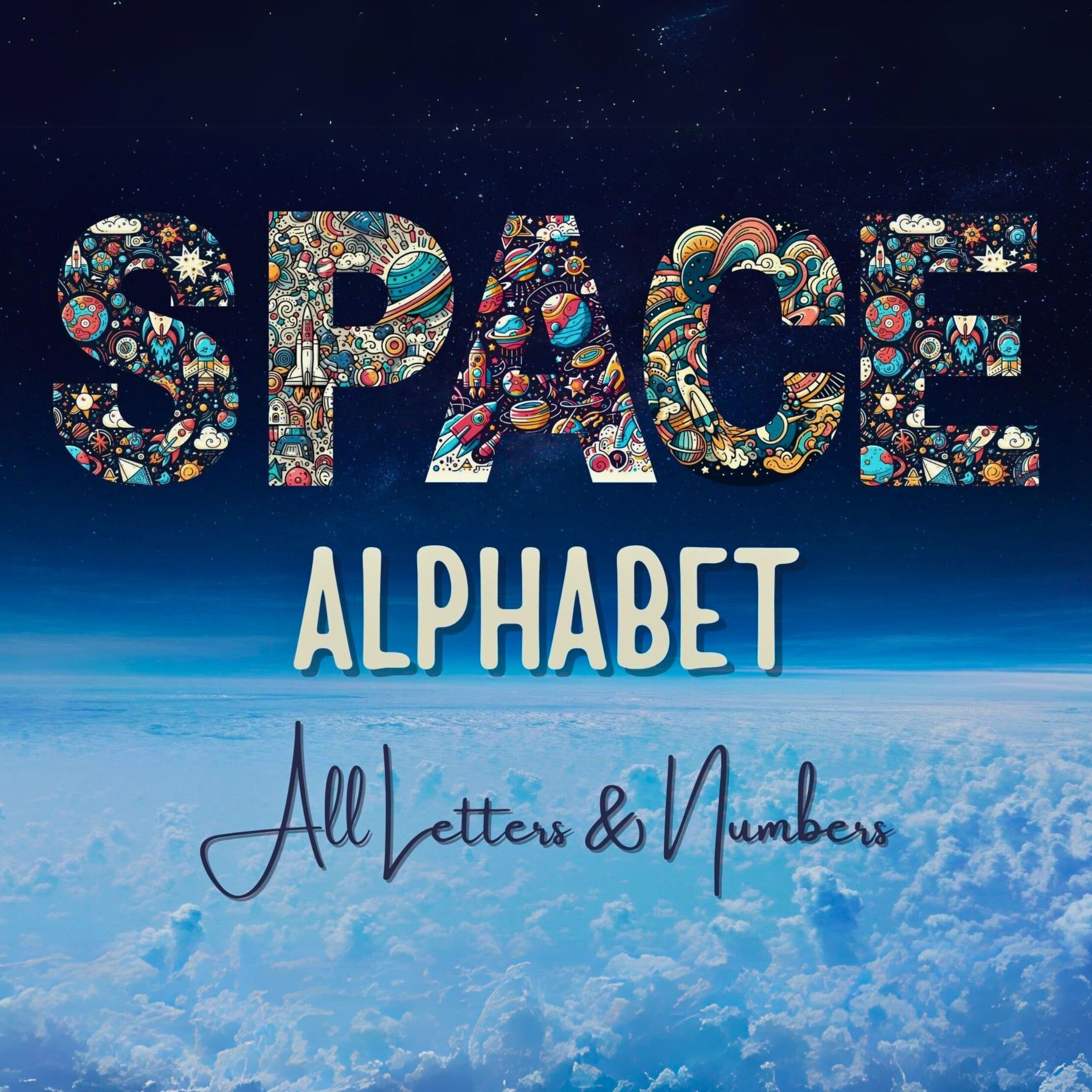 Space Doodle Pattern Alphabet Space PNG Letters Numbers Space Theme ...