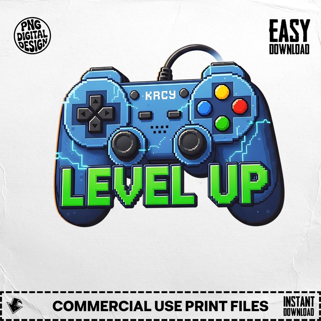 Level up PNG, Game Controller Png, Gamer Png, Digital Download, Gaming ...
