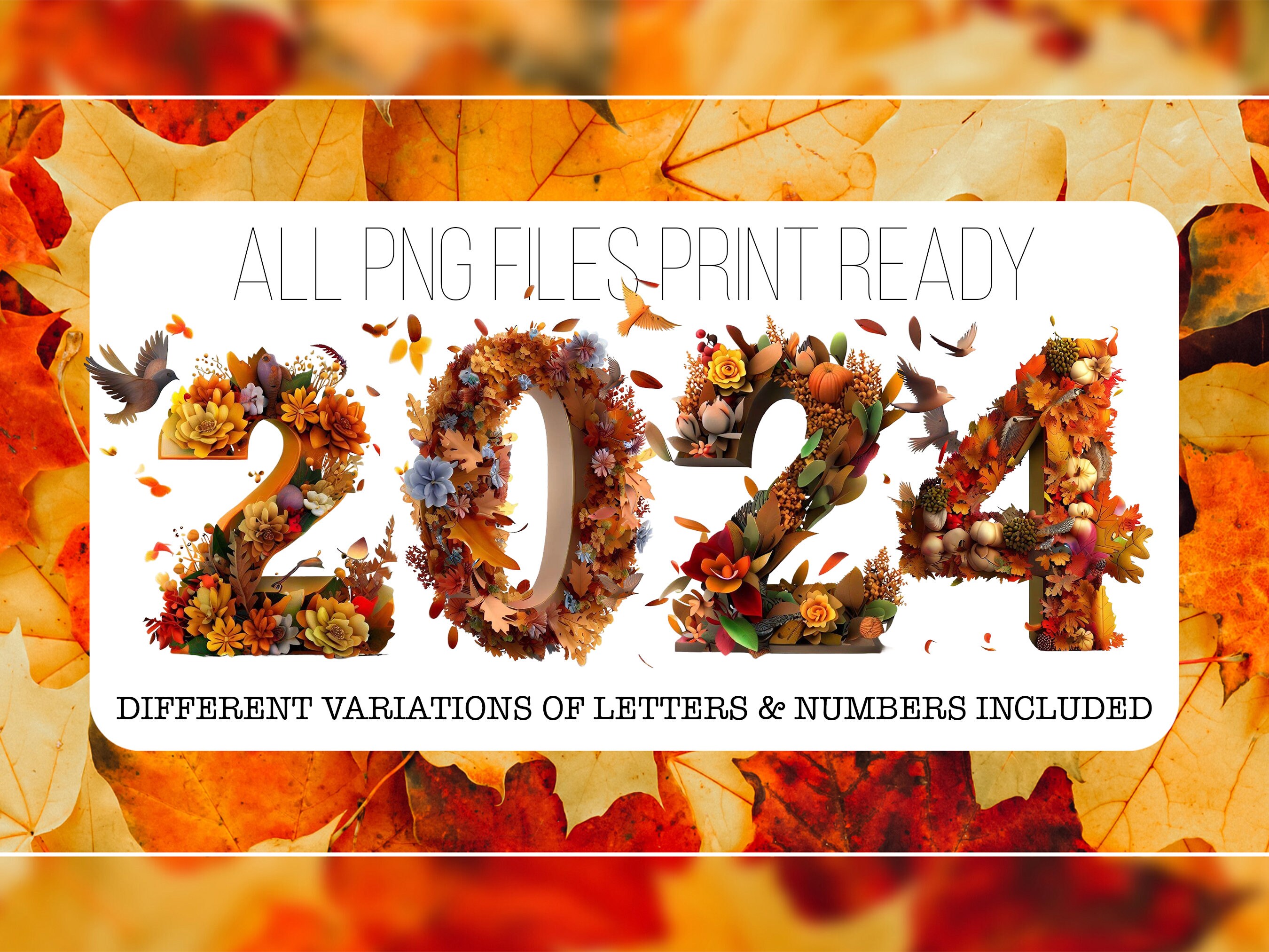 Fall Alphabet Letters Bundle, Autumn PNG Letters, Numbers, Fall PNG ...