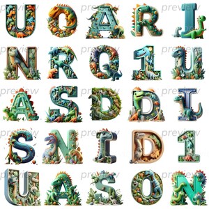 Dinosaur Alphabet Bundle Dinosaur Letters & Numbers Digital Download ...