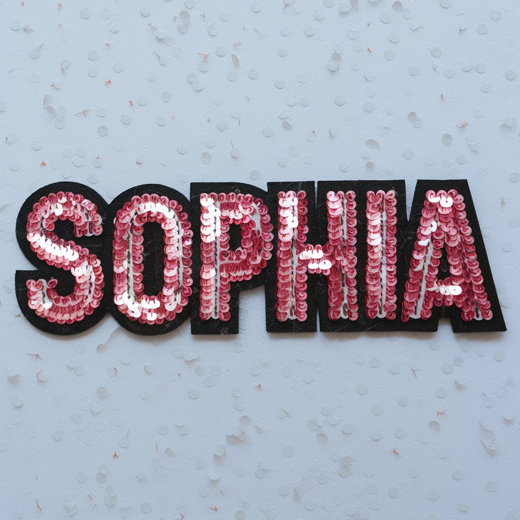 10 Custom Made Digital Sequin Patch Names | Sparkly PNG File | Custom ...