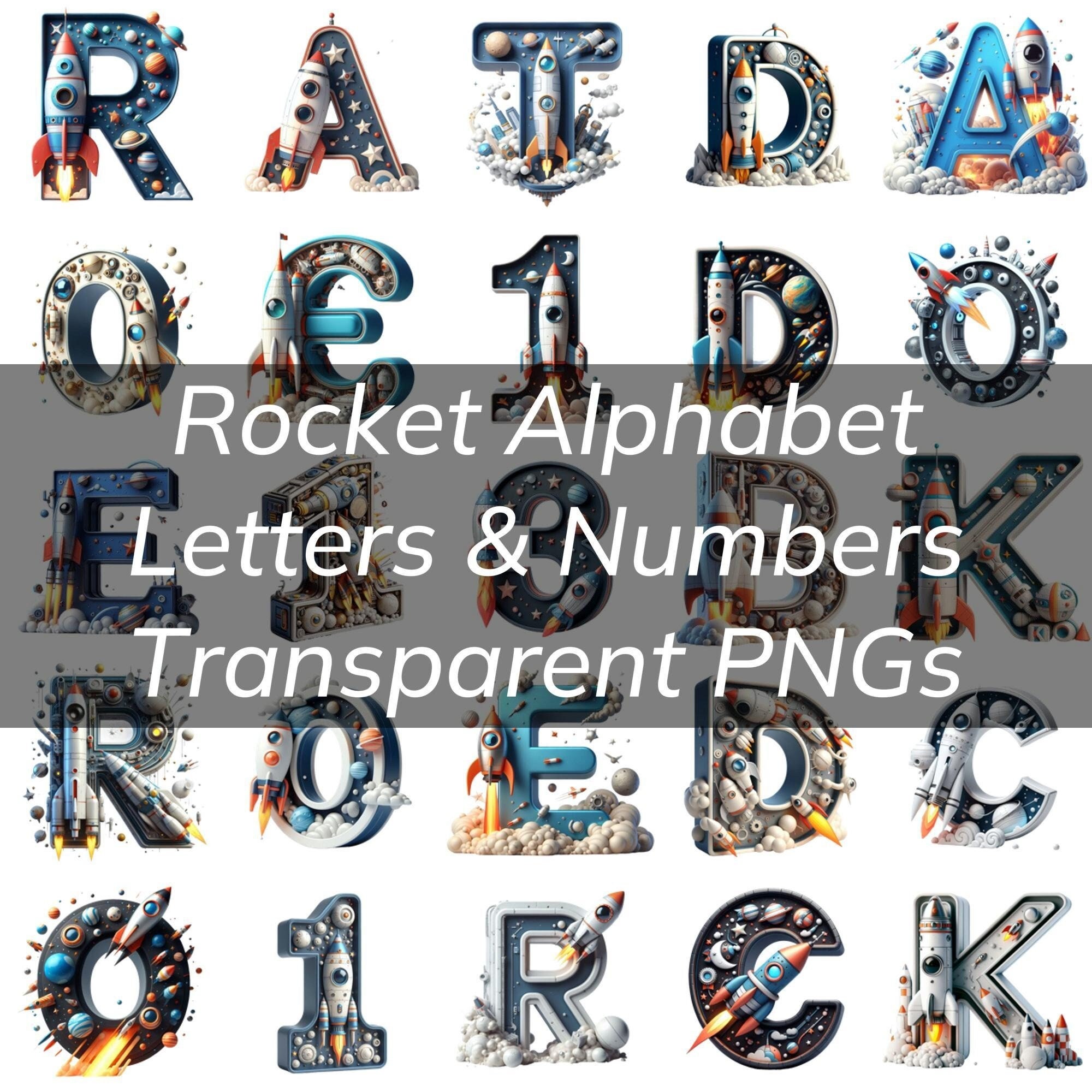 Rocket Alphabet, Space Rocket Letters Numbers Rocket PNG Transparent ...