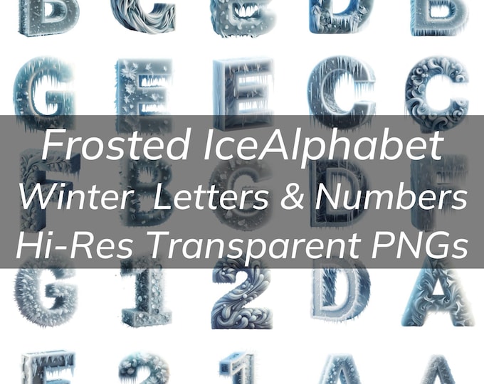 ICE Letters Font PNG SVG, Frozen Alphabet, 3D Frozen Letters Bundle for Cricut, Canva and Adobe ...