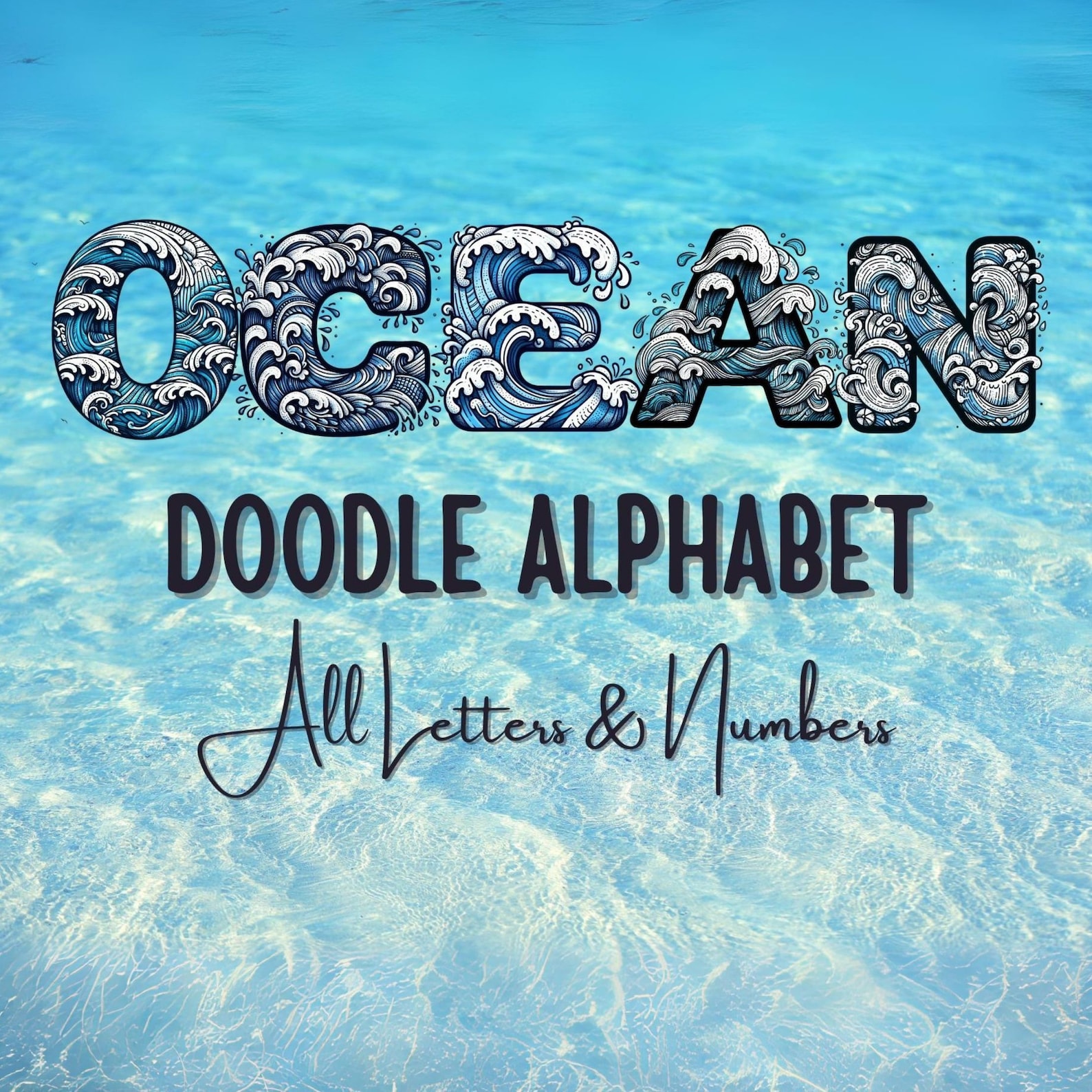 Ocean/sea Alphabet Letters Bundle, Ocean PNG Letters, Numbers, Sea ...
