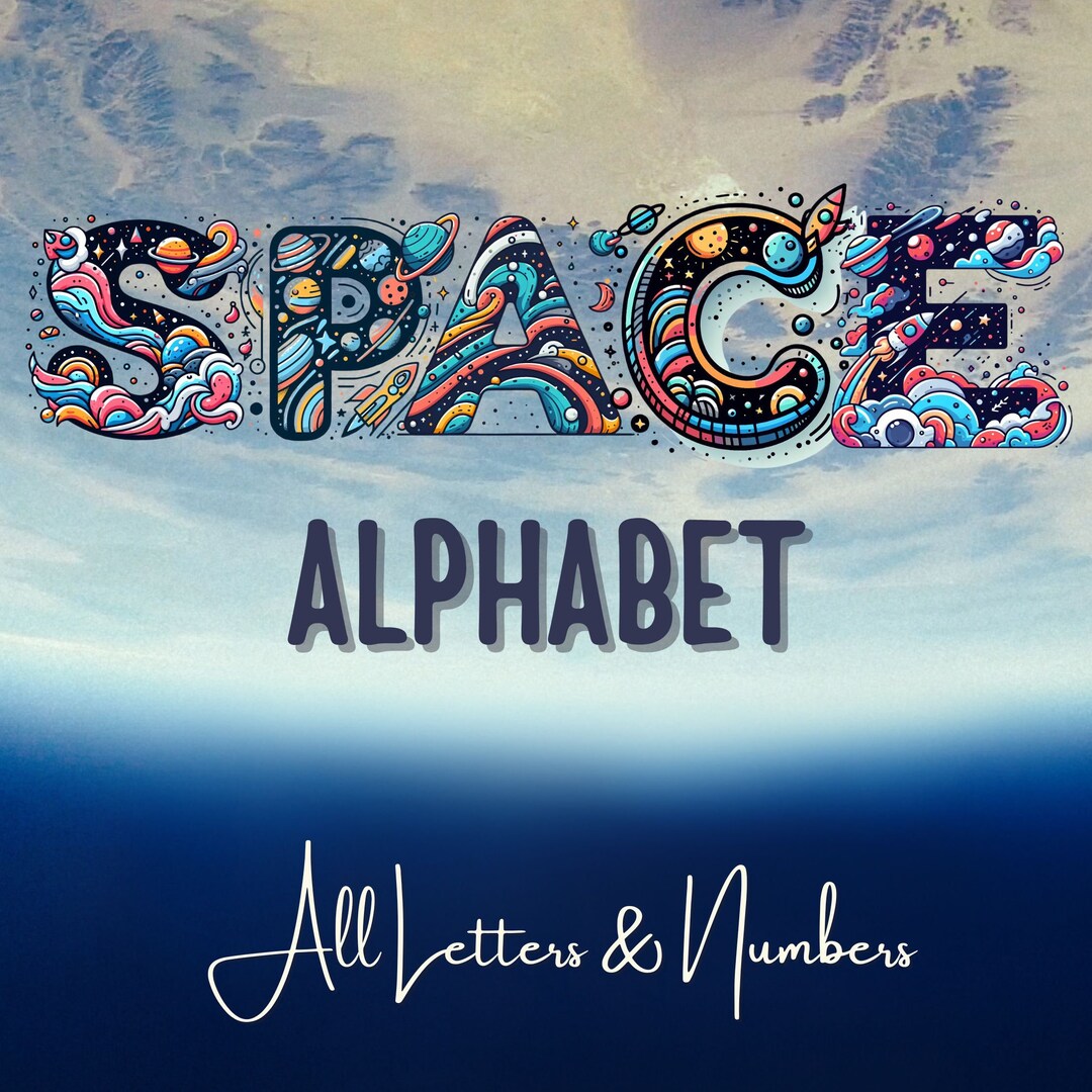 Space Doodle Alphabet | Space/planets PNG Letters Numbers | Space Theme ...