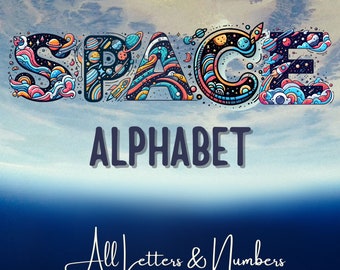 Space Doodle Pattern Alphabet | Space PNG Letters Numbers | Space Theme ...