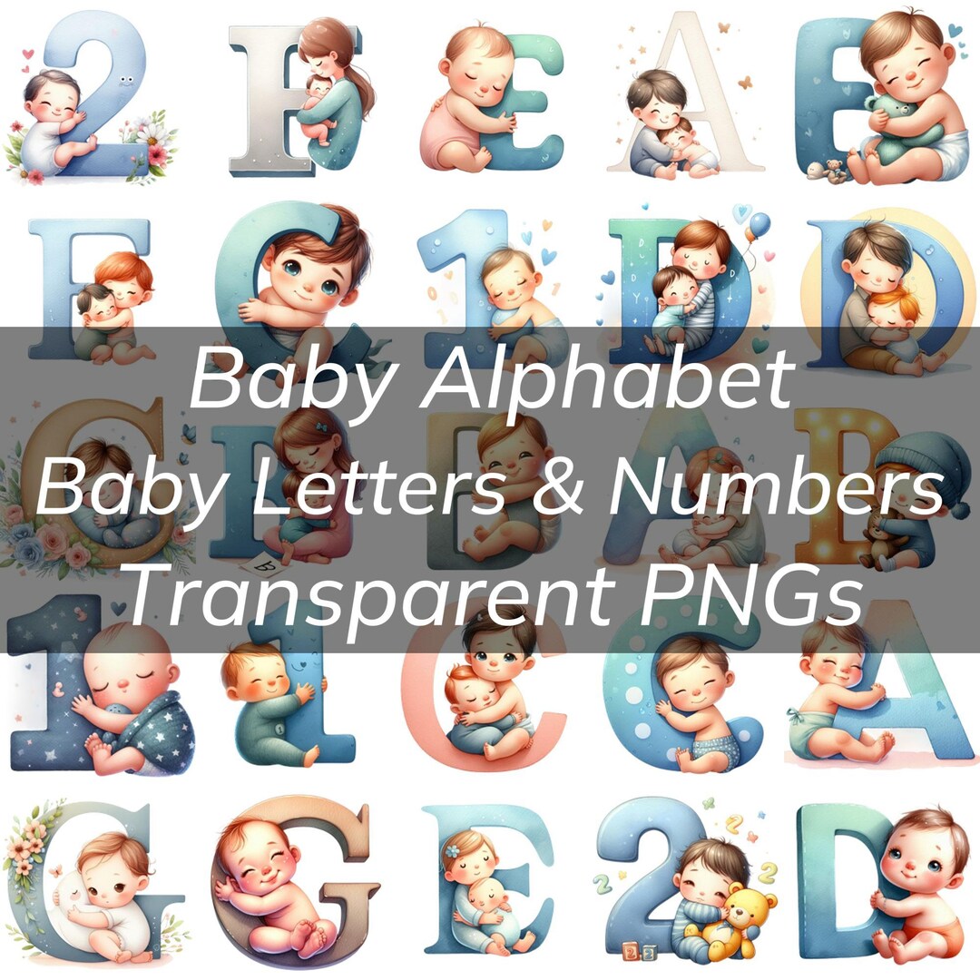 Baby Alphabet Bundle, Babies Letters & Numbers , Transparent PNG, Baby ...